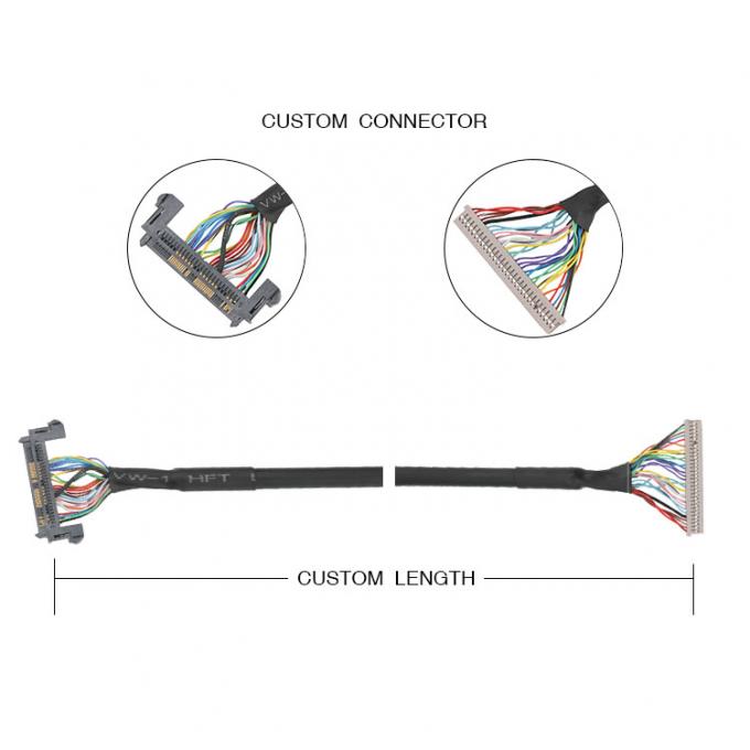 1.25mm DF14-30S-1.25C to JAE 0.5mm FI-RE51HL LVDS EDP Cable Assembly