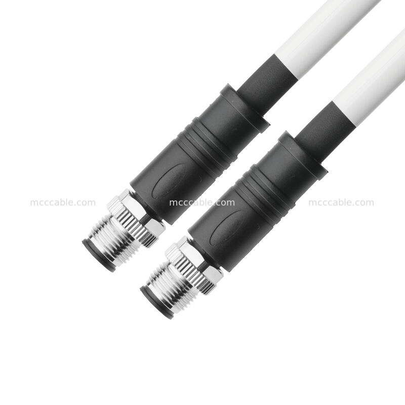 ROHS UL20554(26AWG*2P+AB)+20AWG*4C,BLACK PUR M12 Hybrid 4+4Pin Circular ...